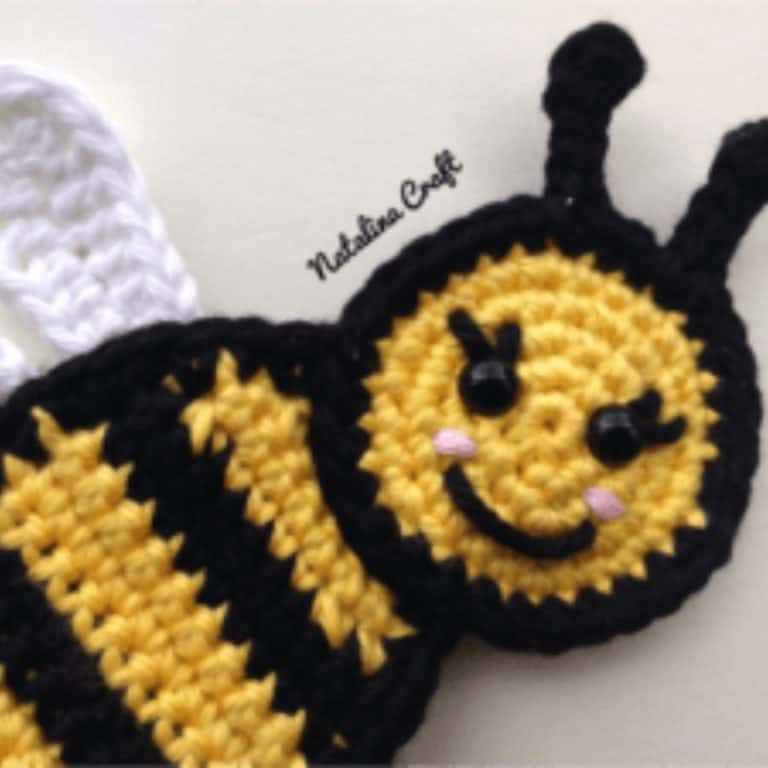 Bee Applique Crochet Pattern - Free - Natalina Craft