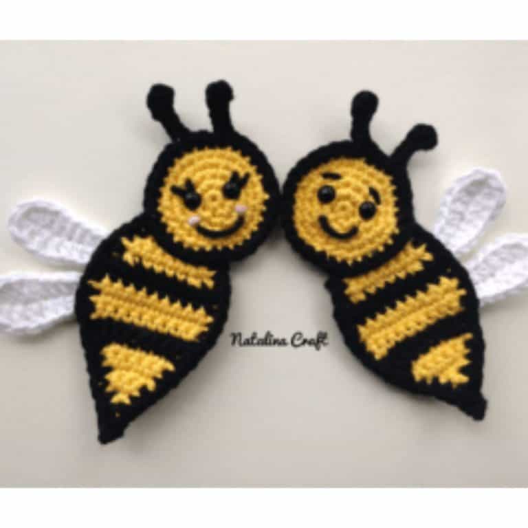 Bee Applique Crochet Pattern - Free - Natalina Craft
