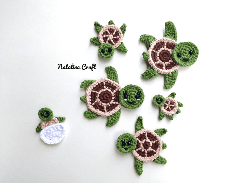 Crochet Turtle Appliques - Free and Easy patterns