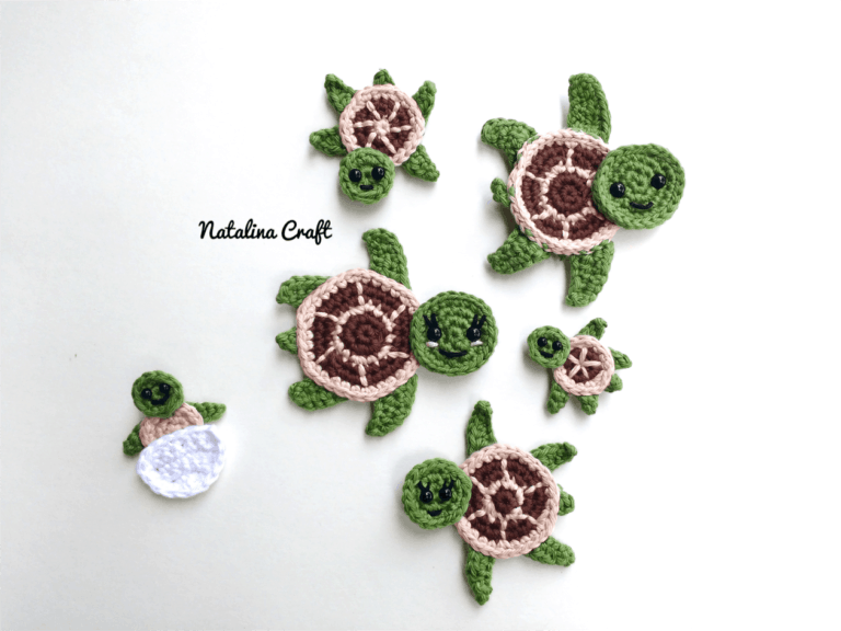Crochet Turtle Appliques - Free and Easy patterns