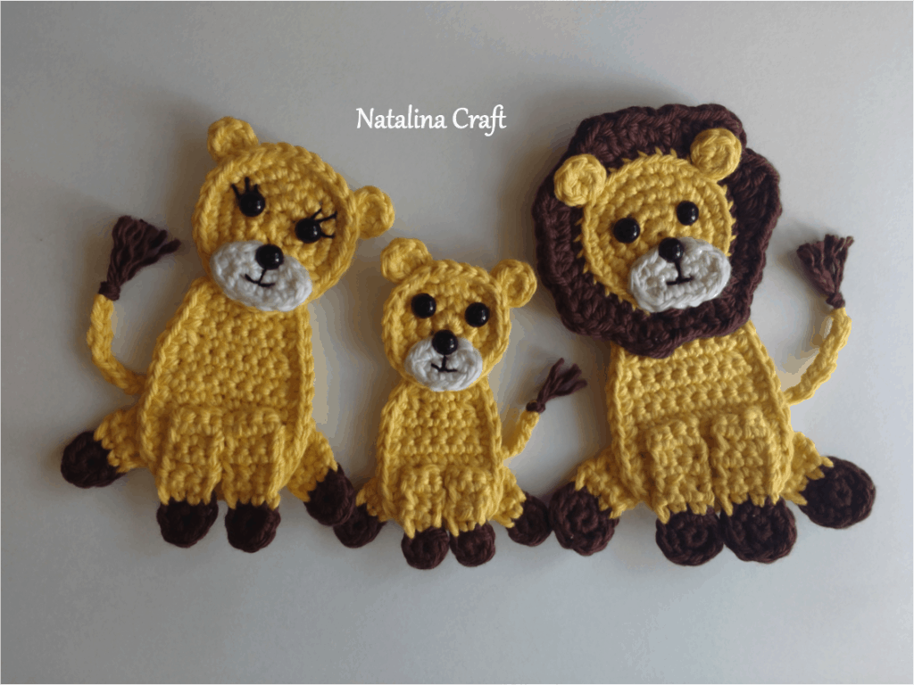 Crochet Pattern Lion Applique - Free - Natalina Craft