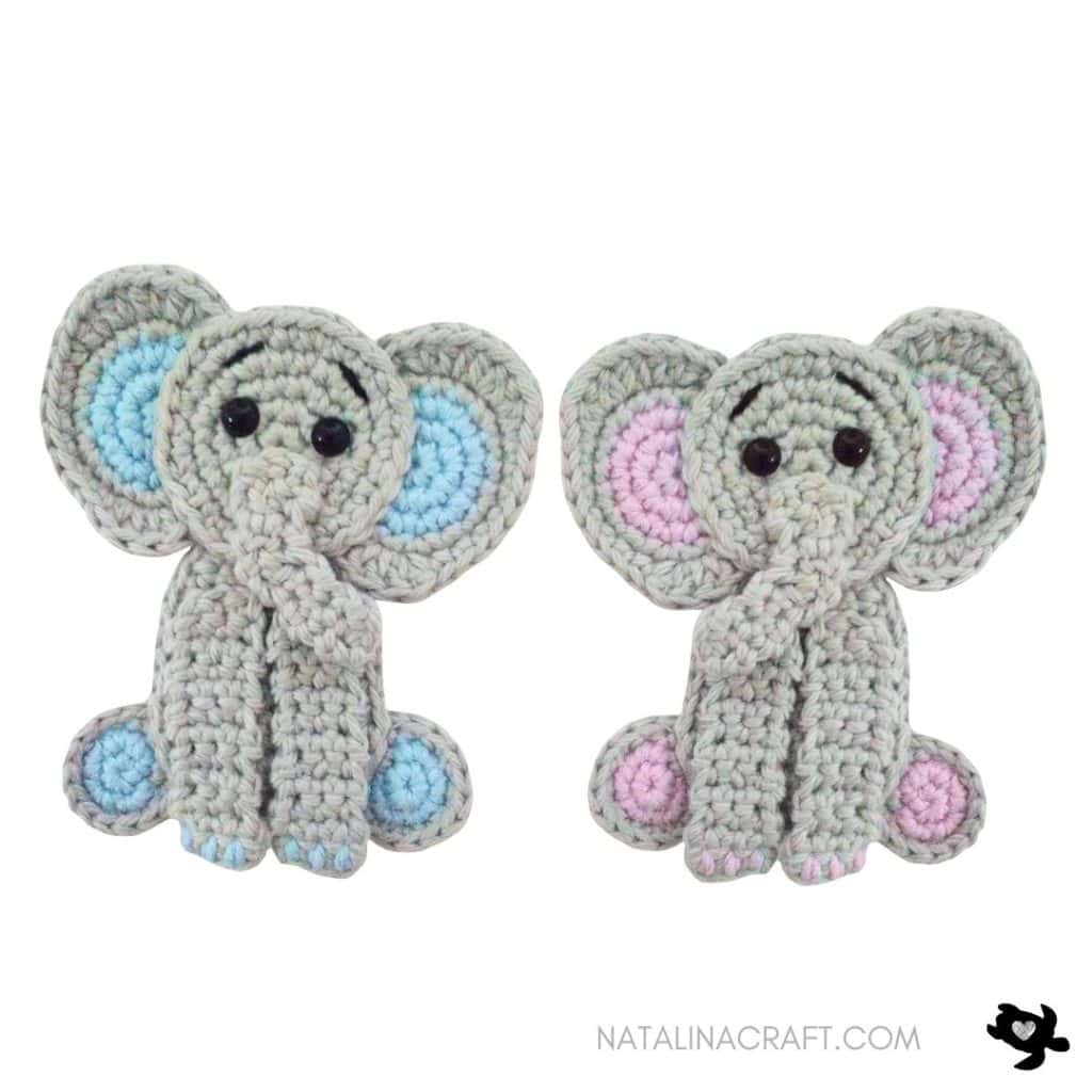 Crochet Pattern Elephant Applique - Free - Natalina Craft