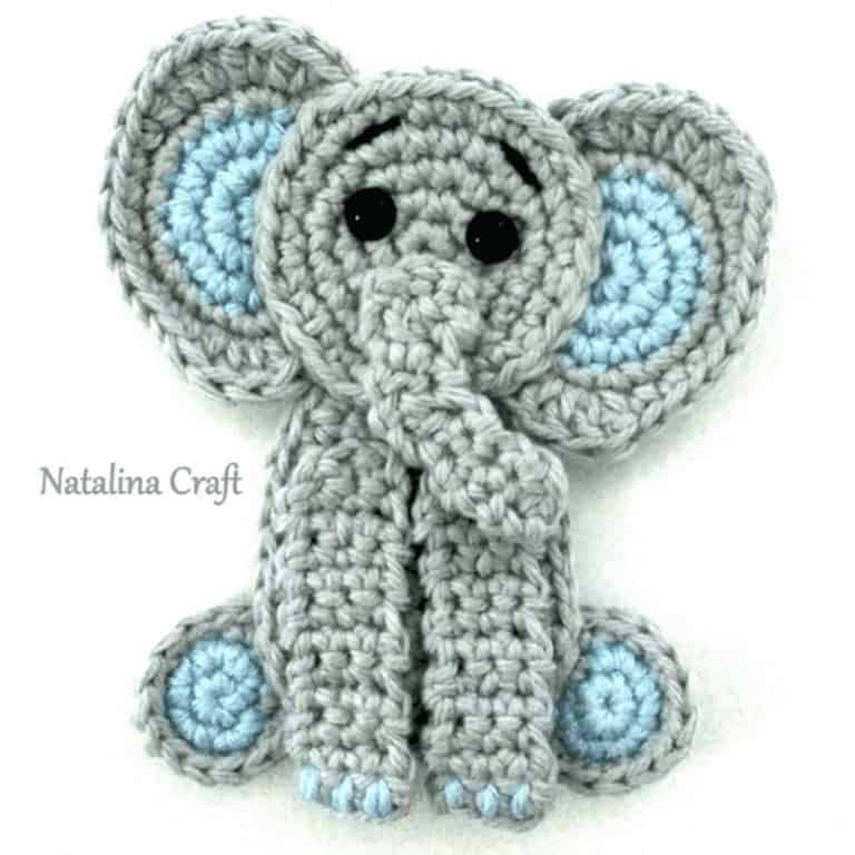 Crochet Pattern Elephant Applique - Free - Natalina Craft