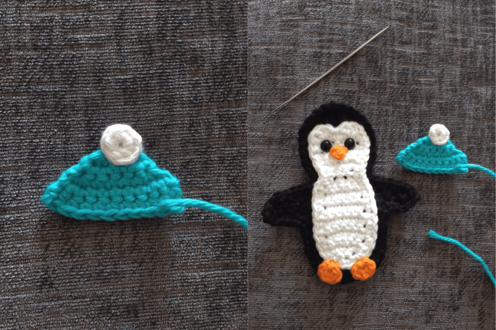 Crochet applique penguin - Natalina Craft