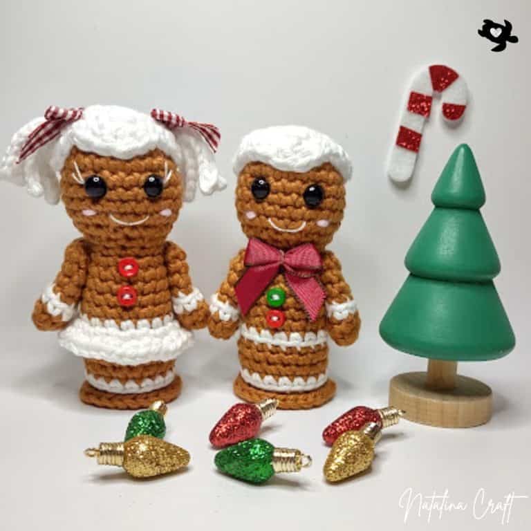 Gingerbread Man Crochet Pattern - Free Pattern - Natalina Craft