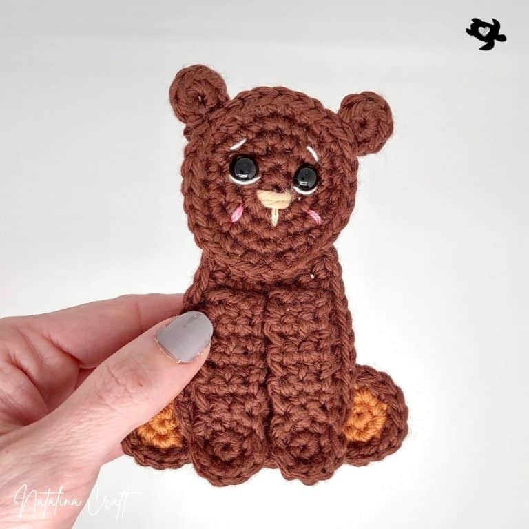Brown Bear Crochet Appliqué - Free Pattern - Natalina Craft