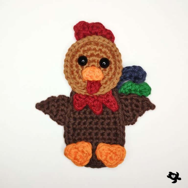 Crochet pattern: Rooster appliqué - Free Pattern - Natalina Craft
